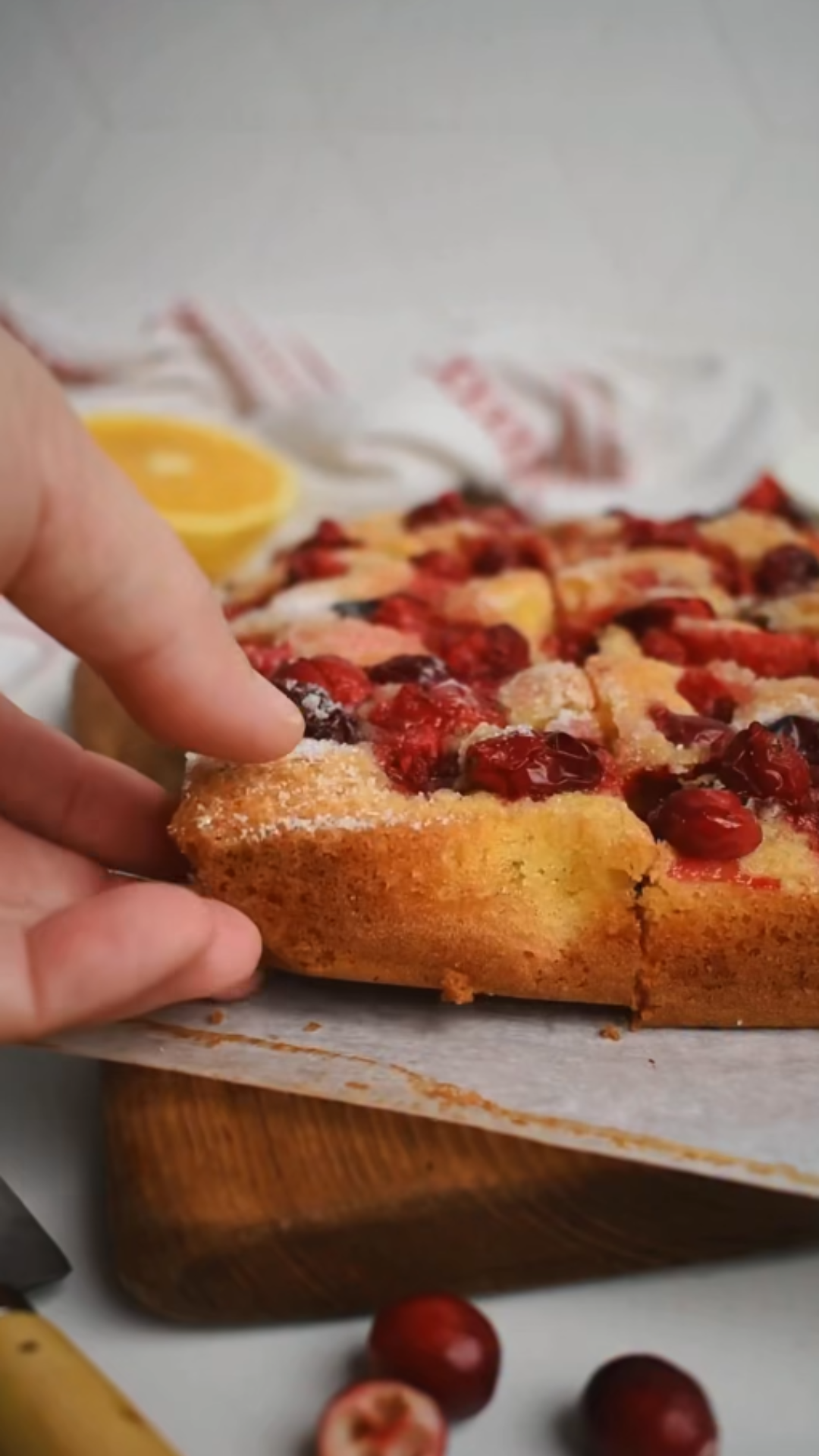 Bright and elegant orange cranberry torte