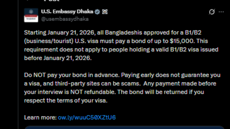 US visa bond of up to $15,000: Bangladesh, Nepal, and other South Asian ...
