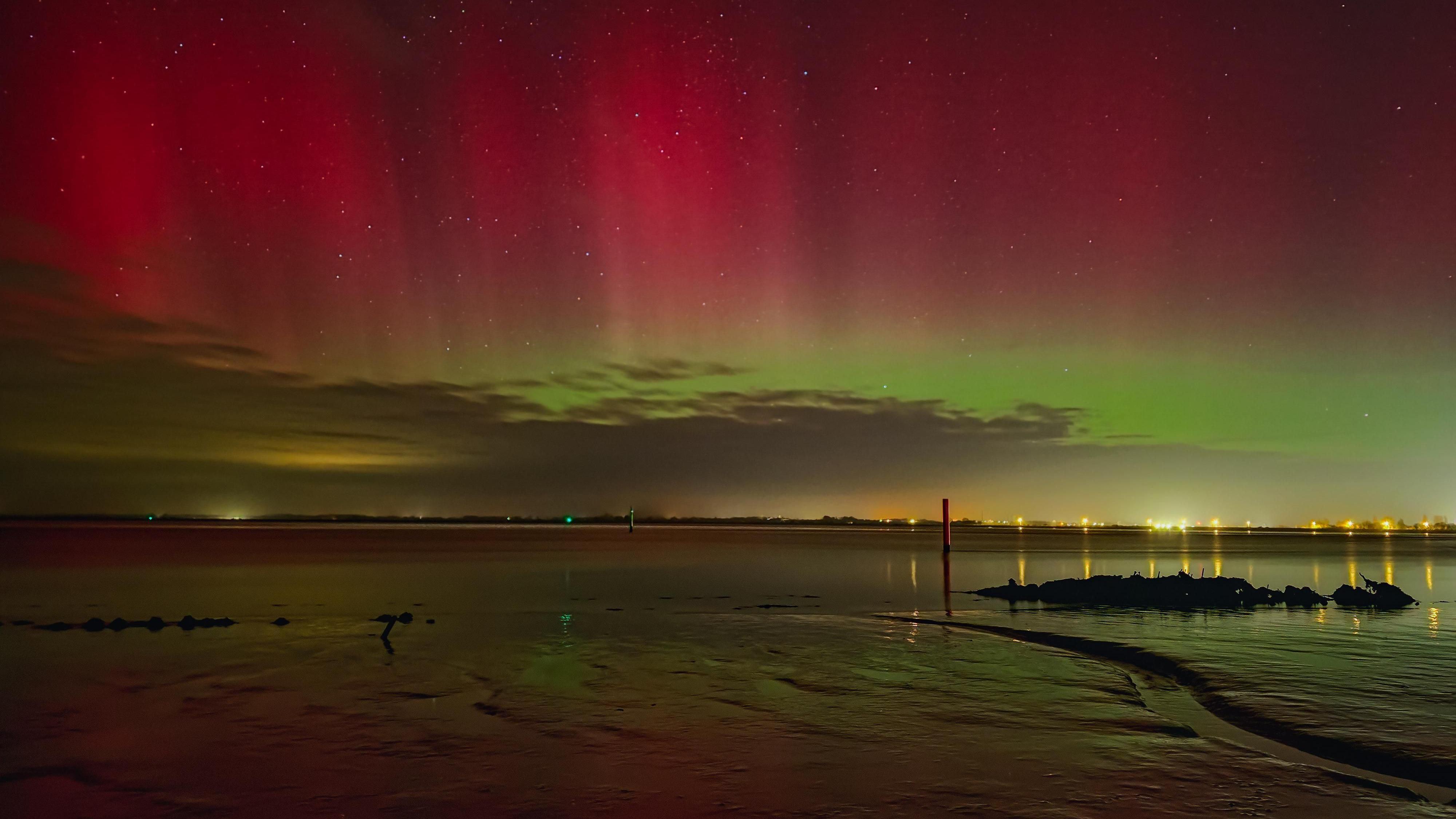 East of England skies lit by northern lights