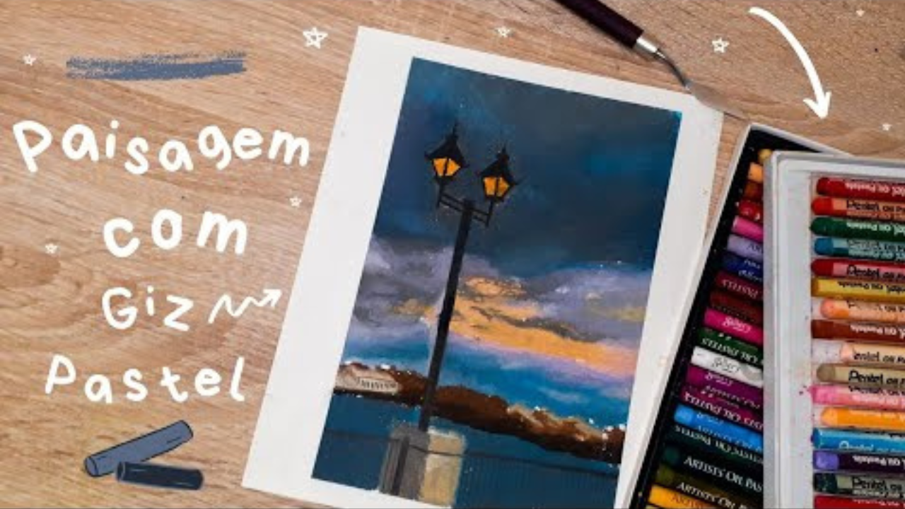 Pintando paisagem com giz pastel oleoso