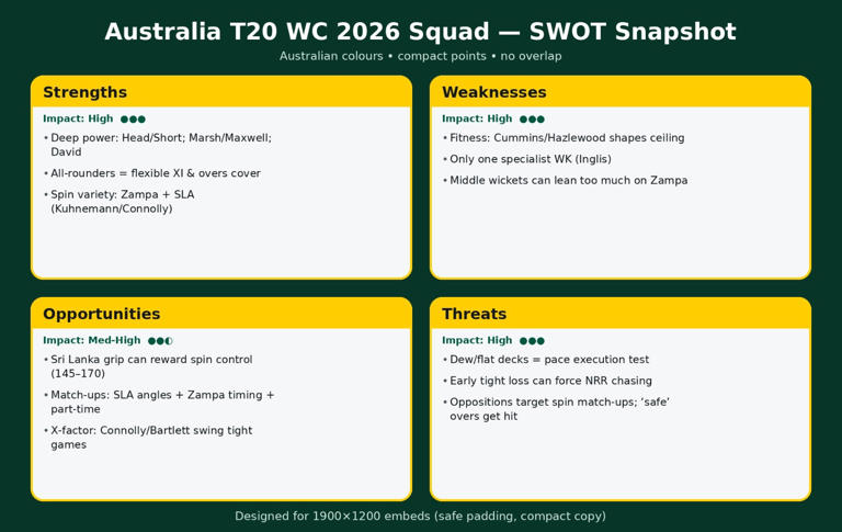 Australia SWOT analysis for T20 World Cup: Mitchell Marsh’s well-oiled ...