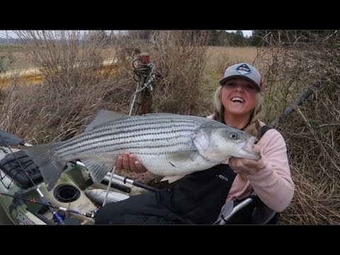 Stand-up kayak fishing for striped bass personal best