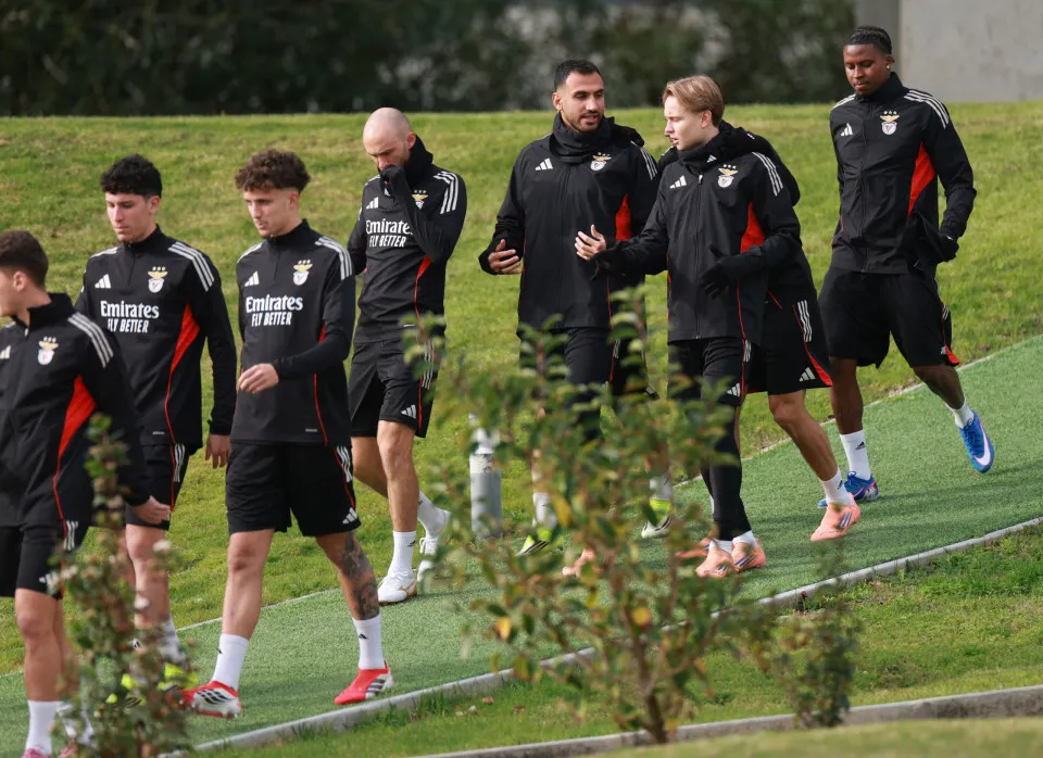 As imagens do último treino do Benfica antes da viagem para Turim