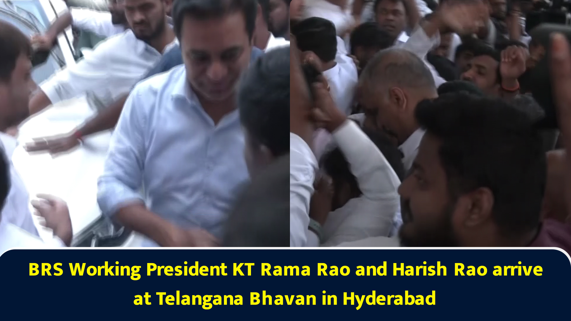 RS Working President KT Rama Rao and Harish Rao arrive at Telangana ...