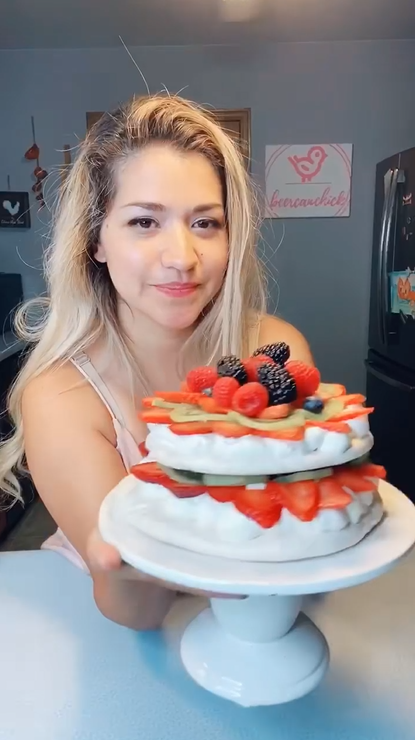 Pavlova Cake with Fruit Meringue and Whipped Topping Family Baking