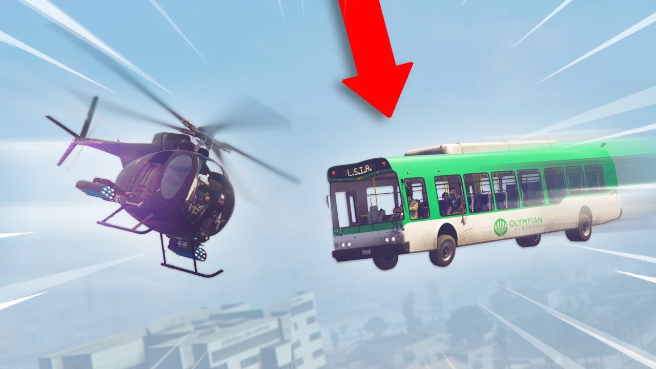 Flying modded bus vs helicopter | GTA 5 thug life #488
