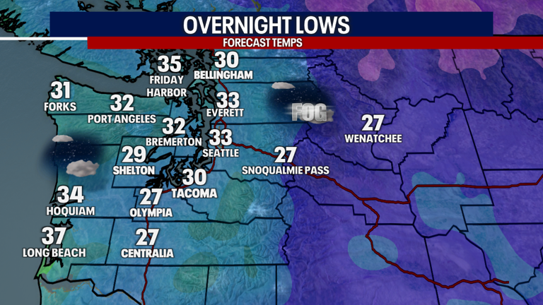 Seattle weather: Chilly start Tuesday with low clouds, afternoon sun