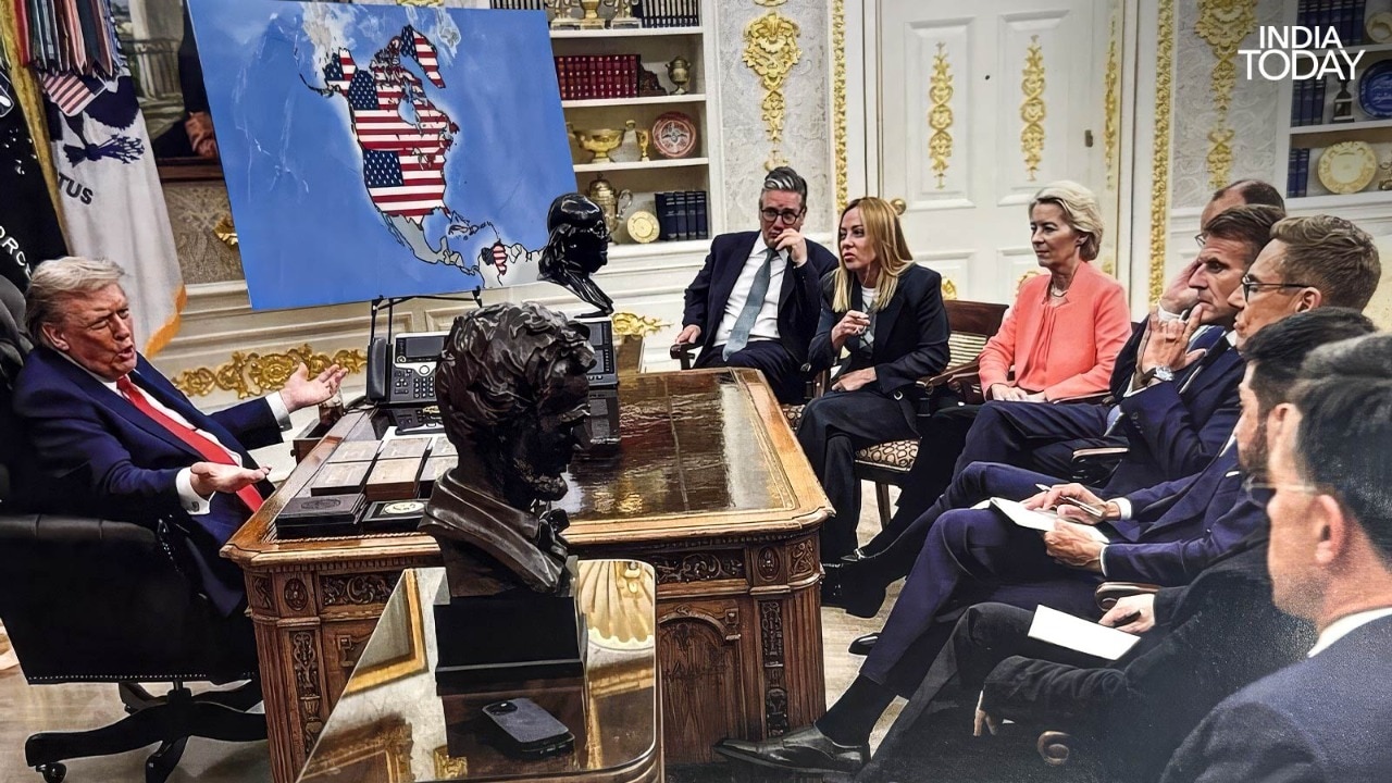 Trump shares new map with Canada, Venezuela and Greenland as US territory