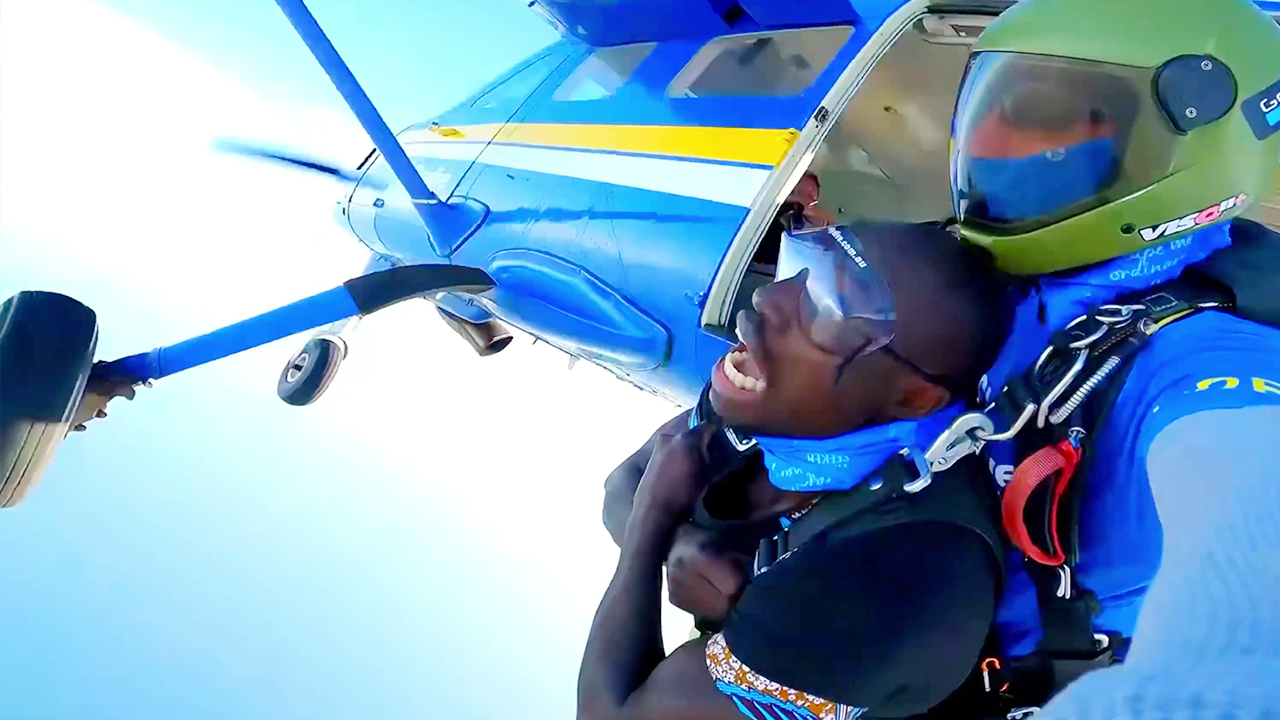 'Skydiver flies like a meteorite' over the city of Melbourne