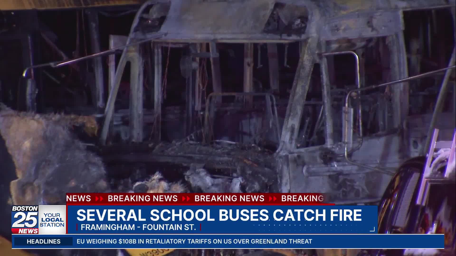 Several school buses destroyed in fire in MetroWest city