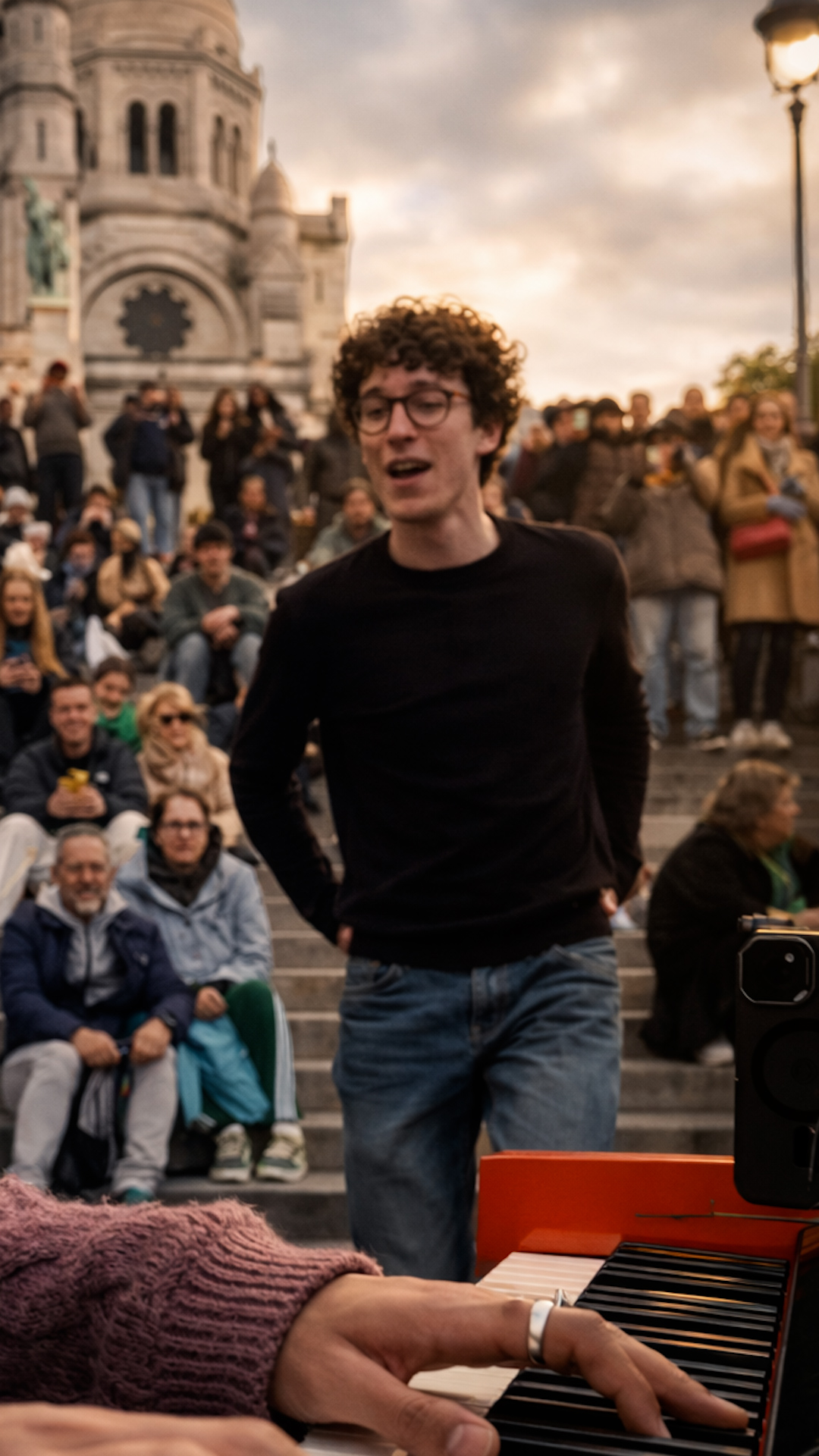 What happens when a stranger starts singing in public?