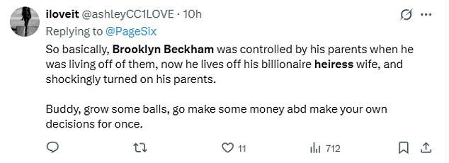 Victoria and David Beckham fans criticise 'privileged' Brooklyn and his ...