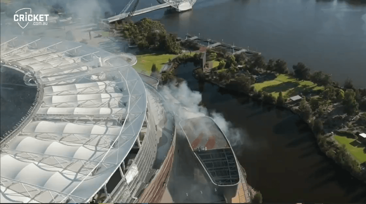 Watch: Smoke covers outside Optus Stadium in BBL qualifier match ...