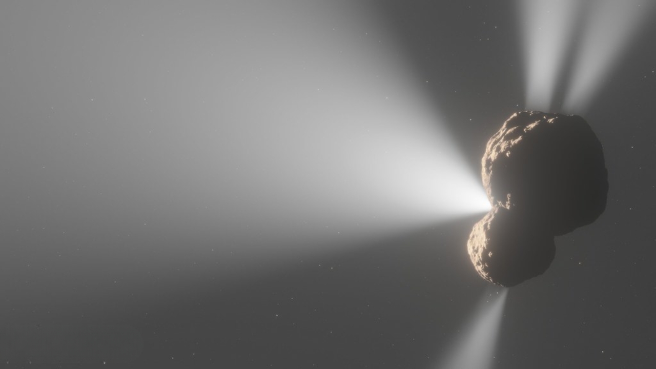 Webb maps a CO2-heavy comet as Hubble tracks long-lived jets
