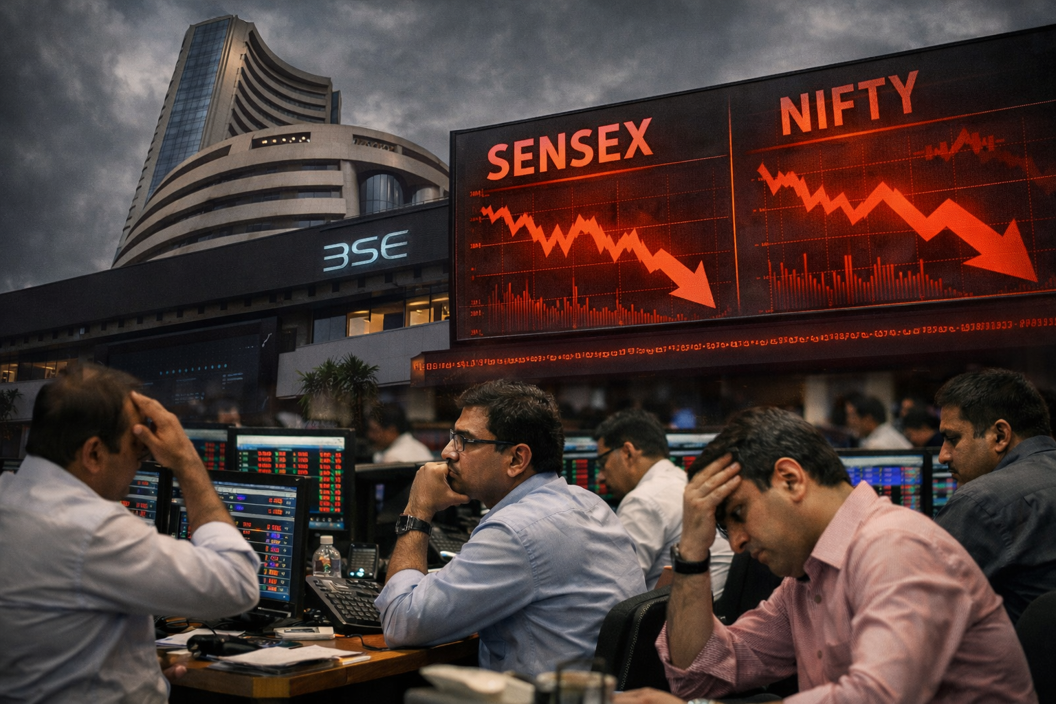 Stock market crash: Sensex plunges 1,000 points, Nifty slips below ...