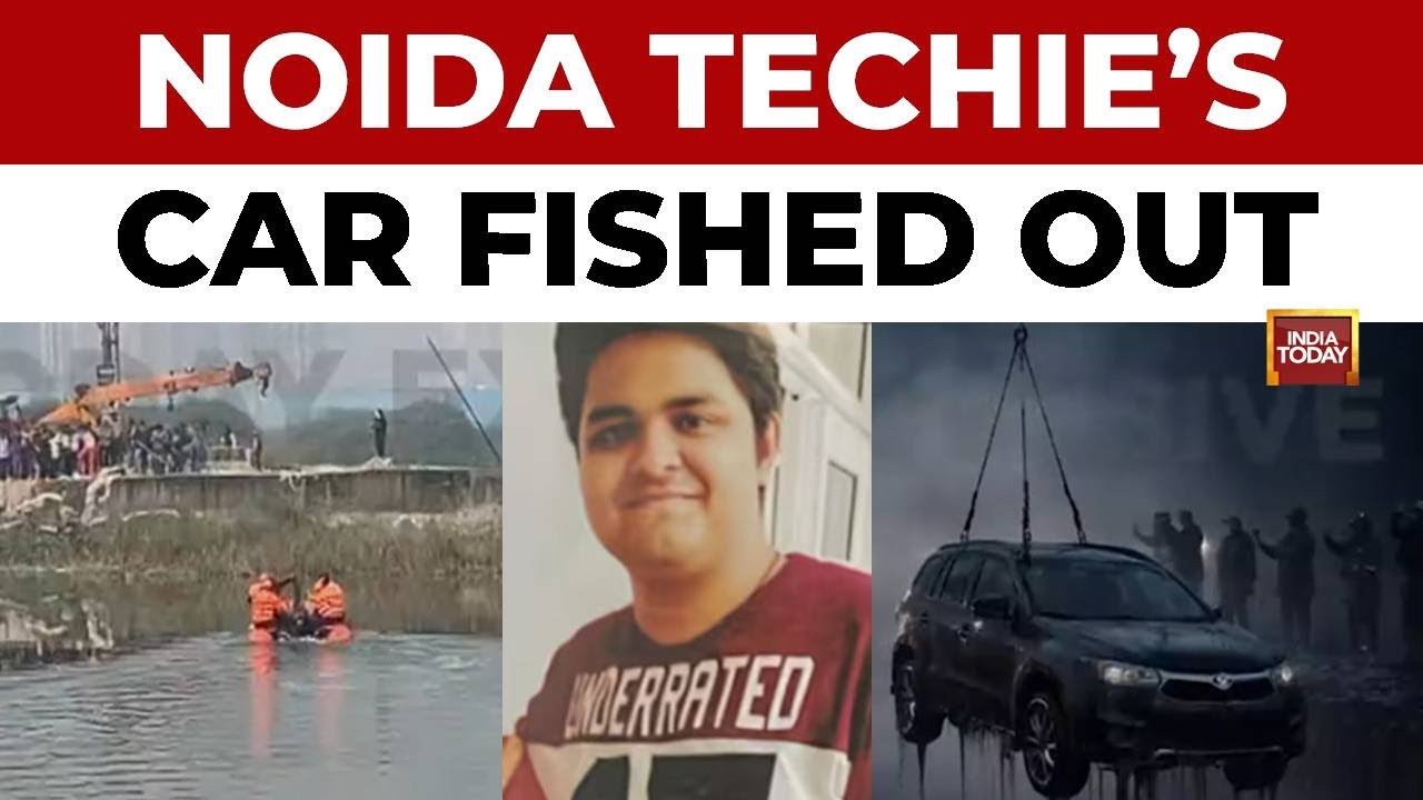 Noida: Techie's car fished out of swamp three days after fatal accident ...