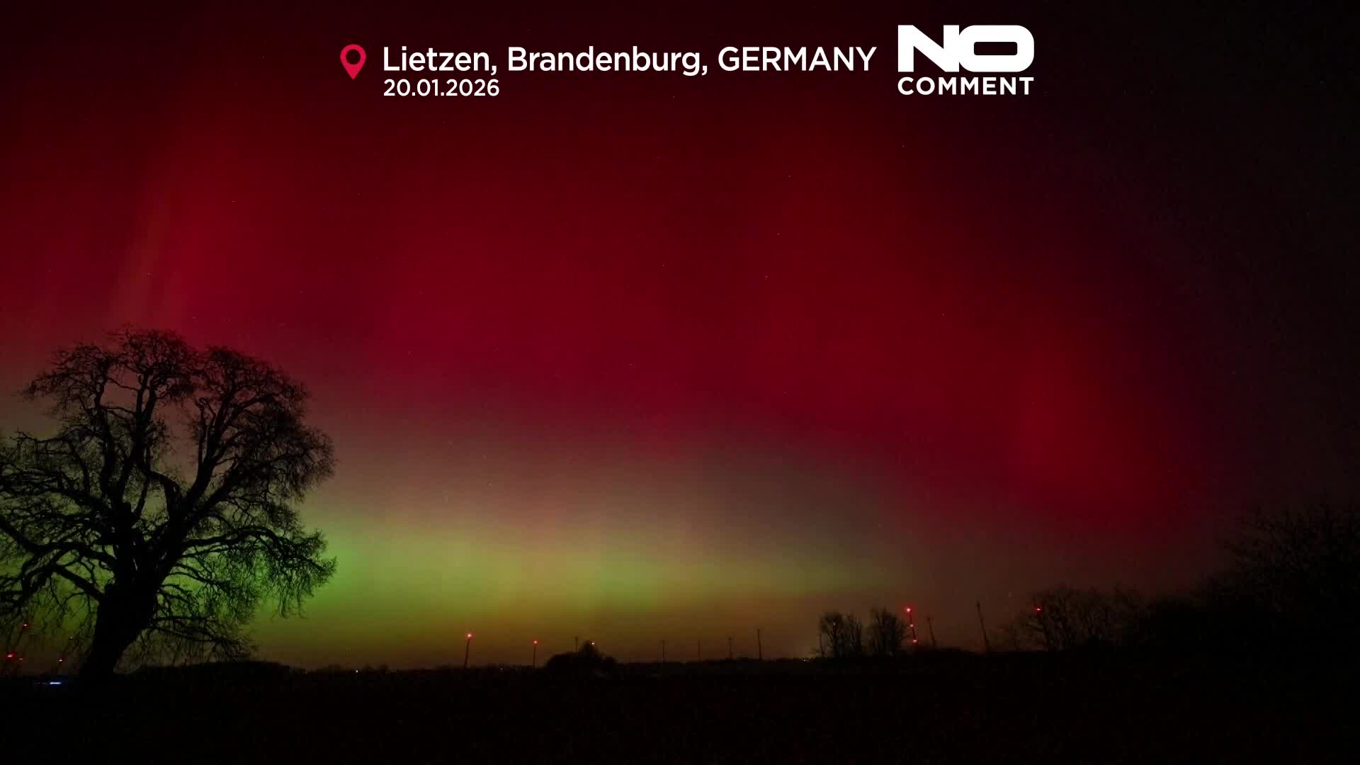 Northern lights shine in the night sky over Germany