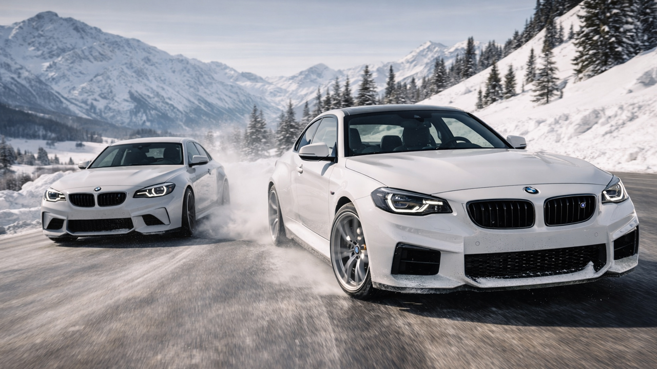 BMW M2 showdown in the snowy mountains