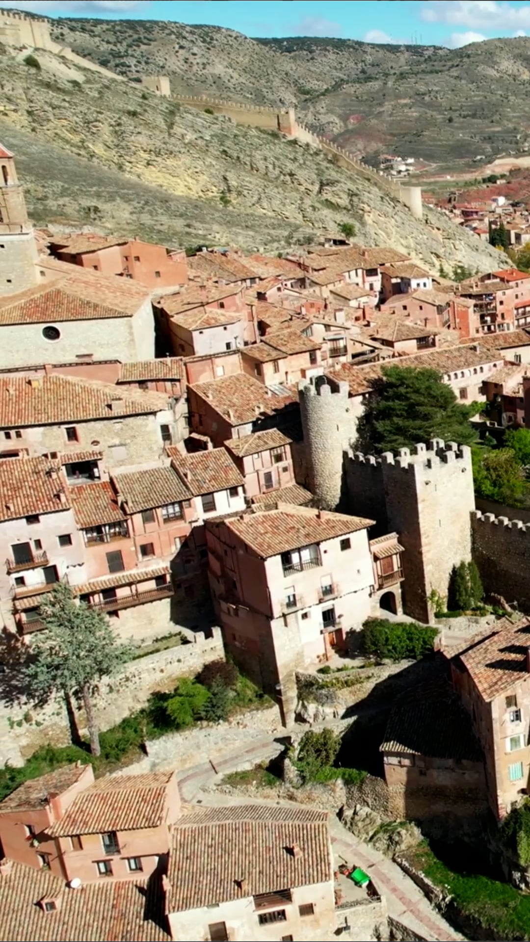 Albarracín aerial tour: Spain's pink-hued medieval marvel