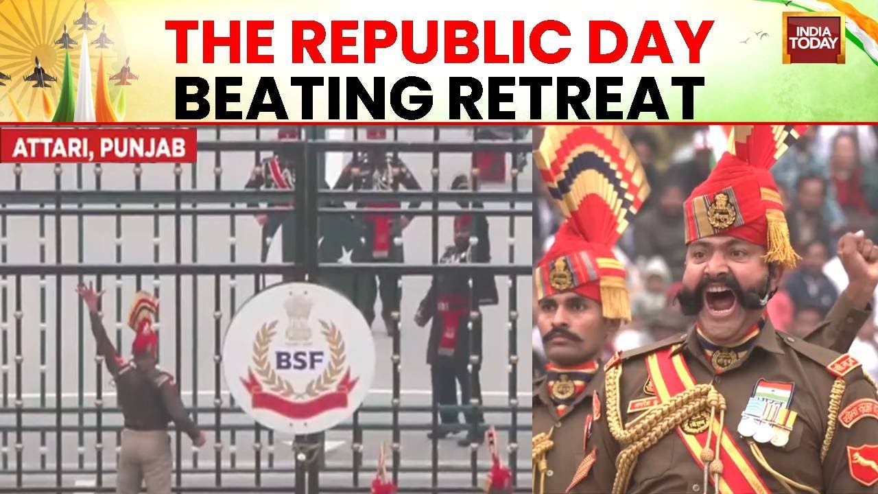 BSF's patriotic display in high-octane beating retreat at Attari-Wagah ...