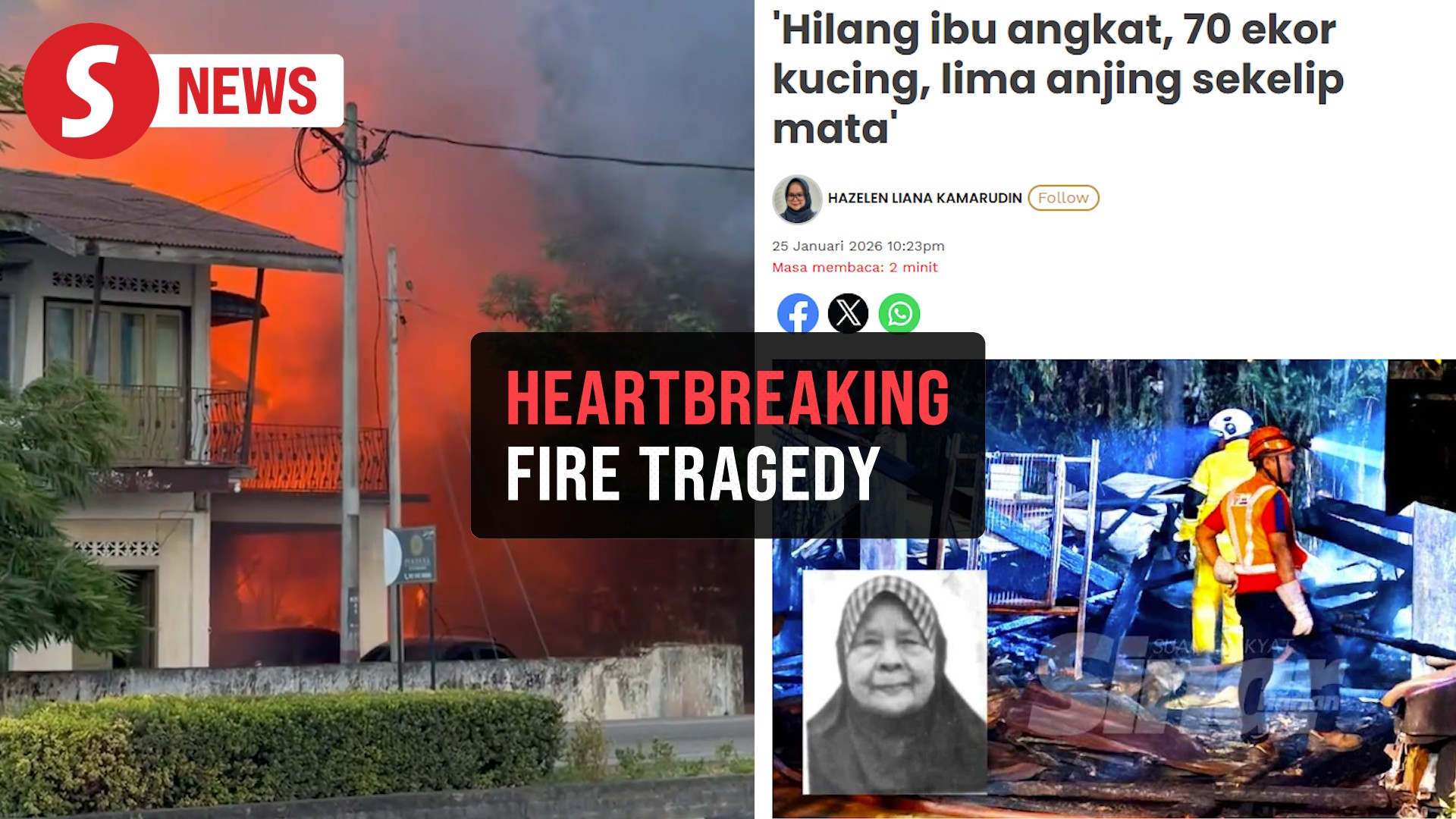 Woman loses adoptive mother and 75 animals in Kota Baru house fire