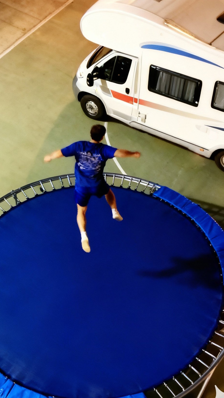 This jump goes over an RV