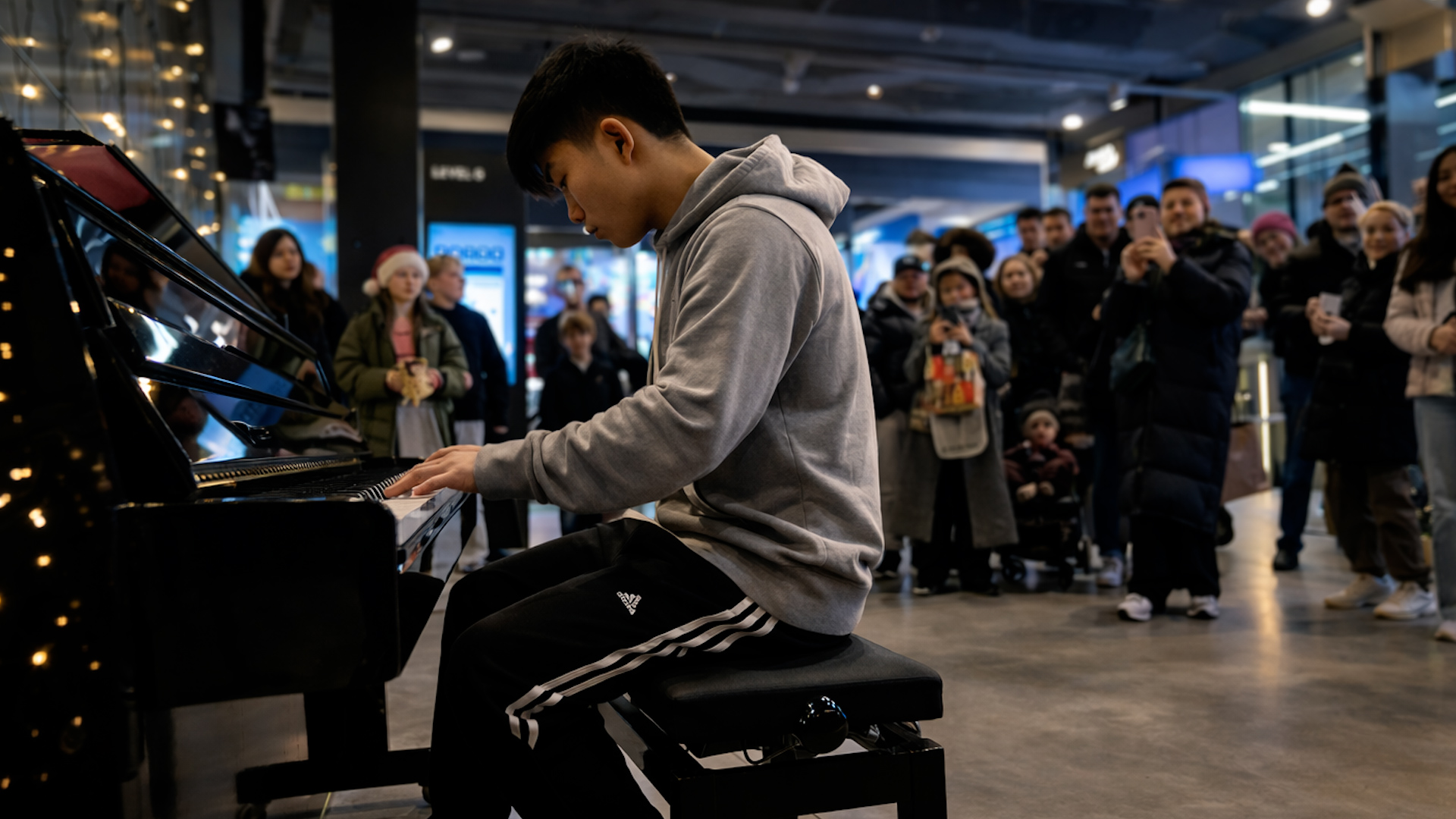 Interstellar theme played live in a public space