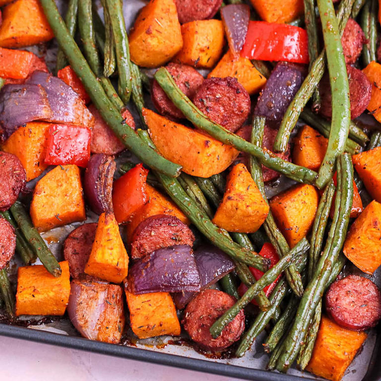 Cajun sheet pan sausage is a lazy-smart weeknight meal