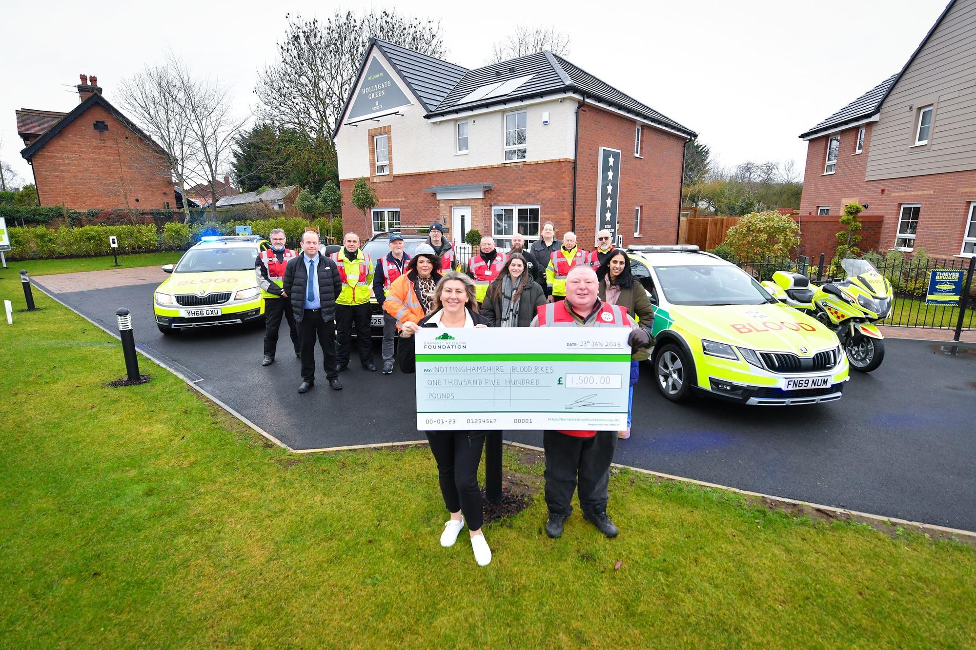 Homebuilder backs vital blood bikes charity in Nottinghamshire