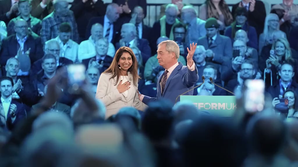 Former Tory home secretary Suella Braverman defects to Reform UK