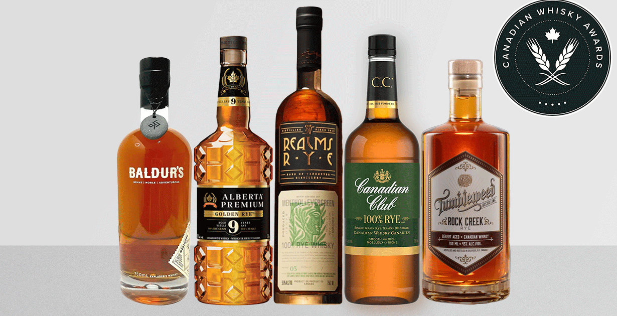 All rye whisky winners from the Canadian Whisky Awards 2026