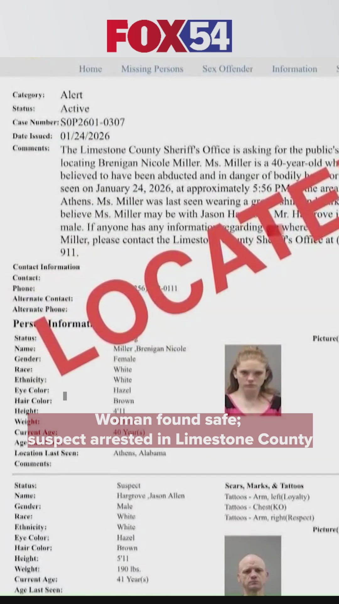 Missing woman found; suspect in custody in Limestone County