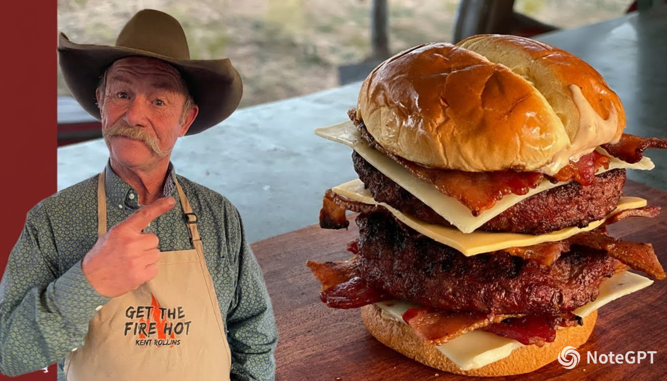 The grill setup used to remake the "Cowboy Baconator" at home