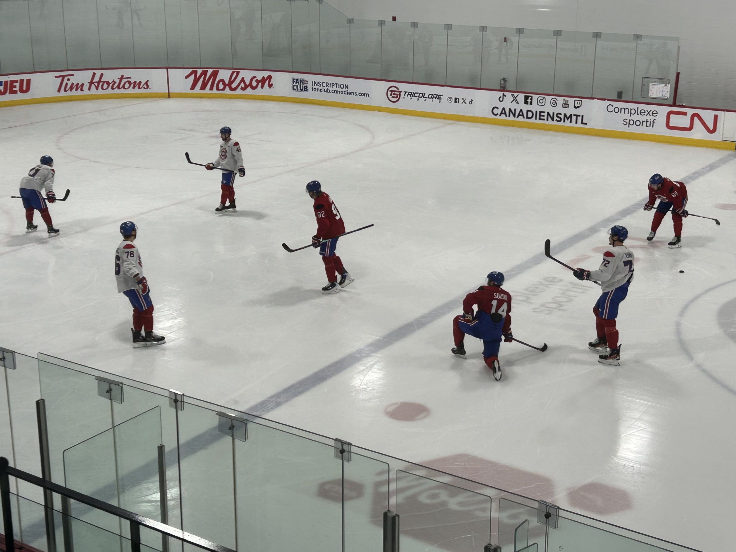 Patrik Laine is practicing with the first line this morning