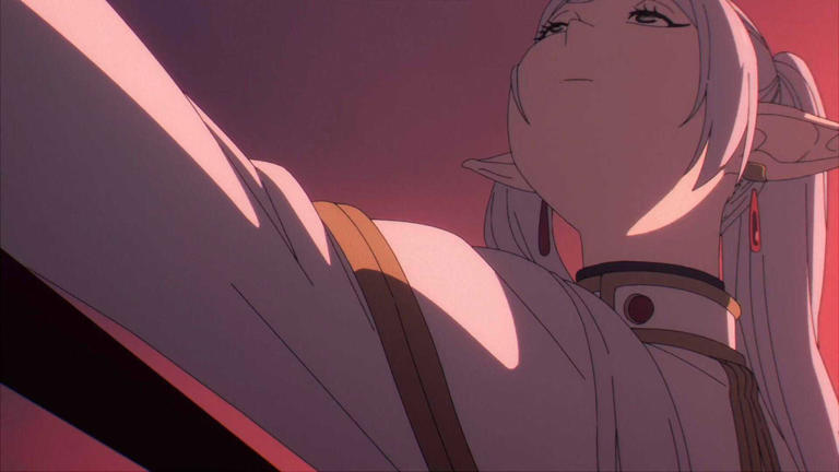 Frieren season 2 episode 2 recreated the Frieren looking up fanart meme