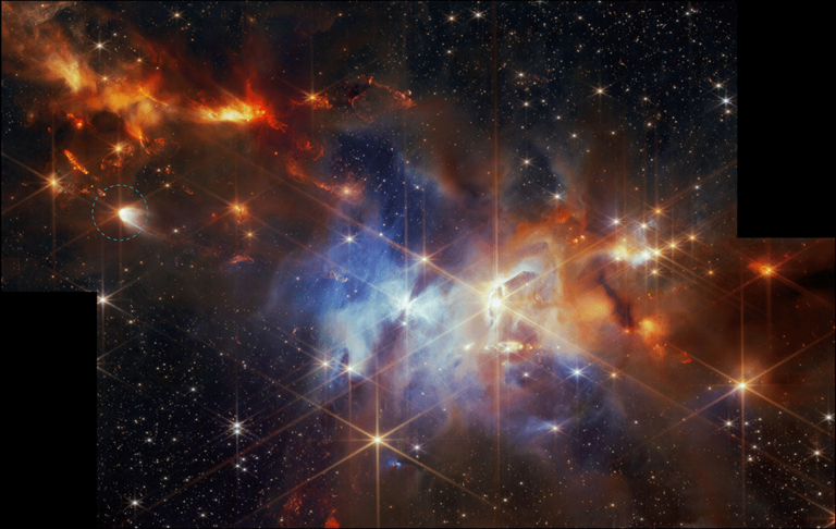 James Webb catches a baby star hurling Earthlike crystals across space
