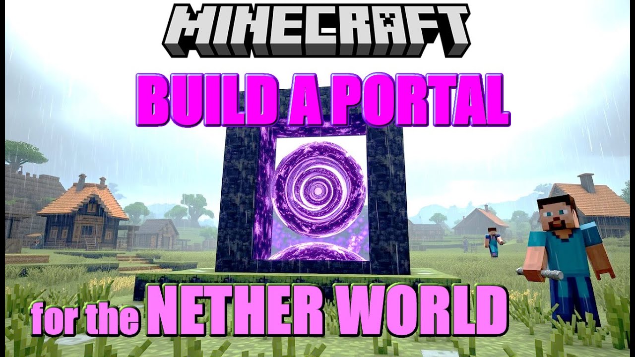 Minecraft build a portal to the Nether world under the rain