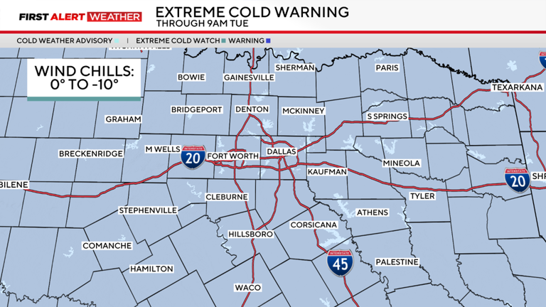 Extreme cold warning remains in effect for North Texas as temperatures ...