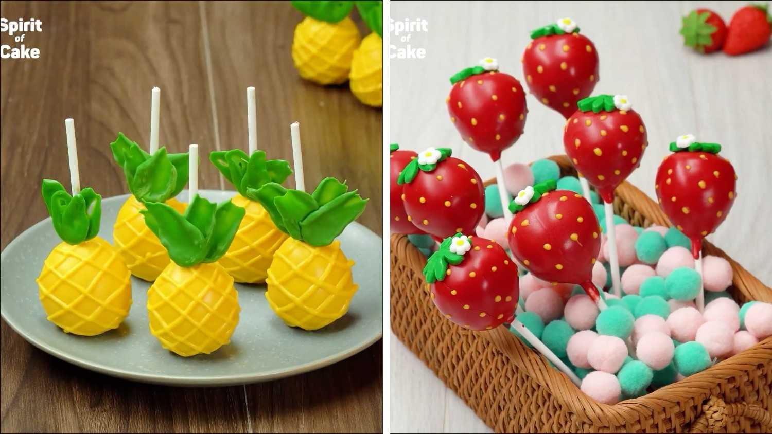 Pineapple cake pops & strawberry cake pops
