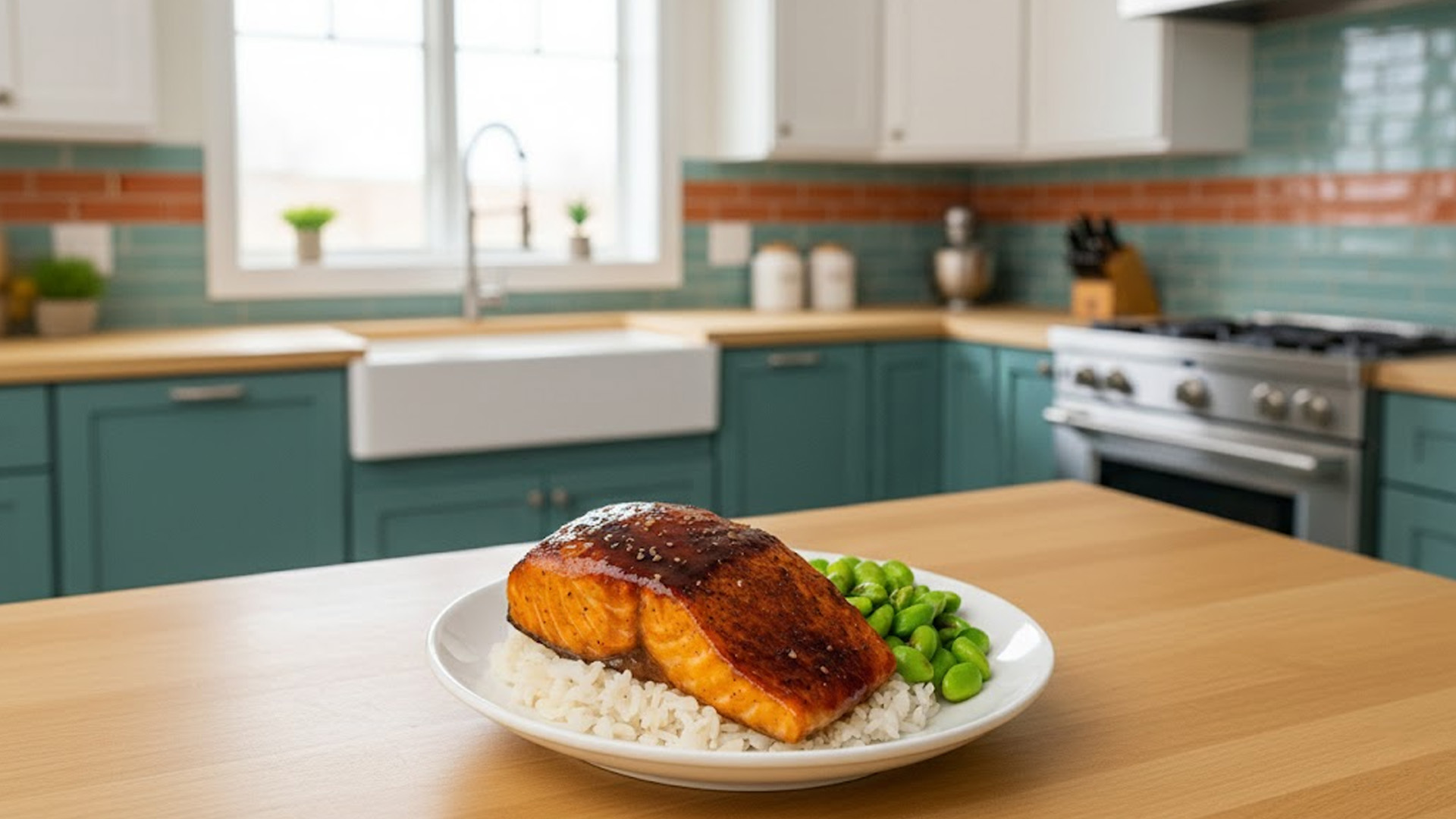 How to make pan-seared salmon with rice