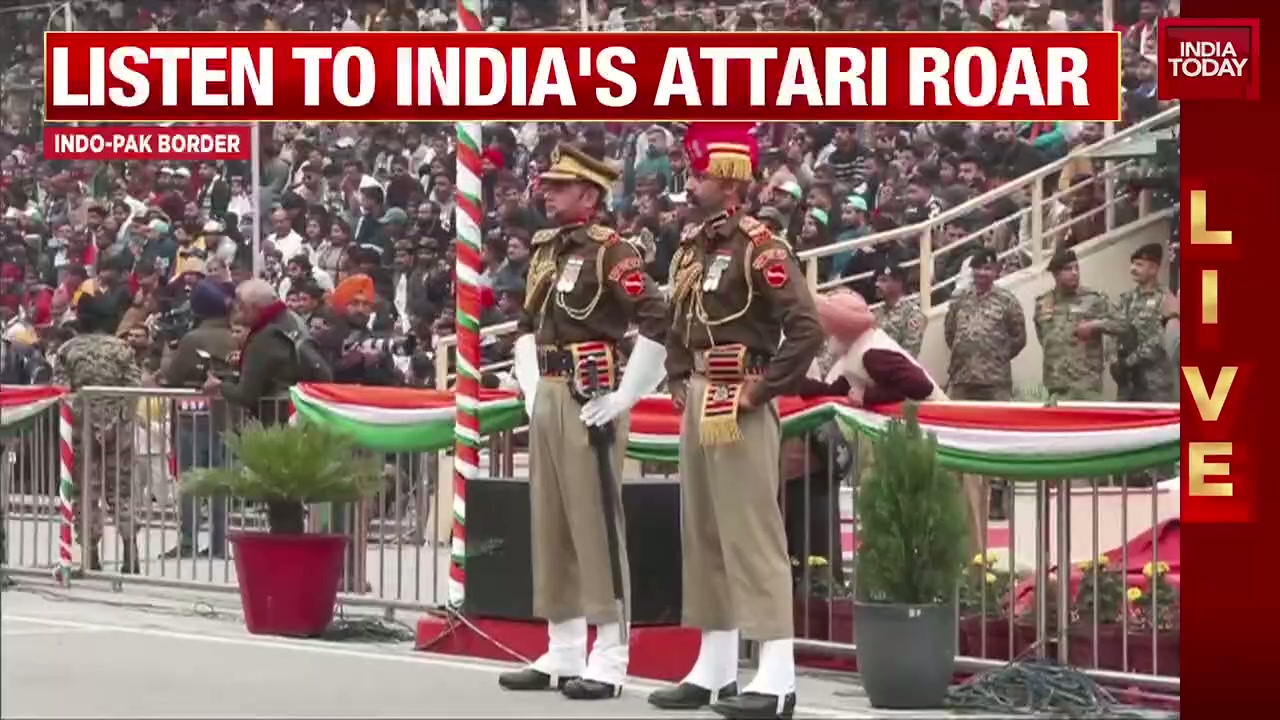 BSF's patriotic display in high-octane beating retreat at Attari-Wagah ...