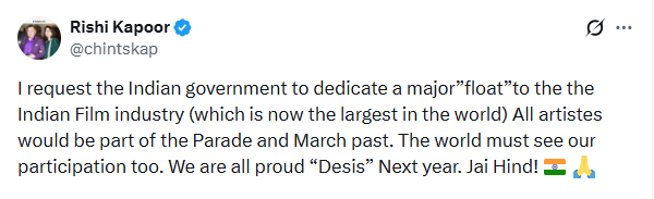 Republic Day 2026 fulfills Rishi Kapoor's dream to represent Indian cinema