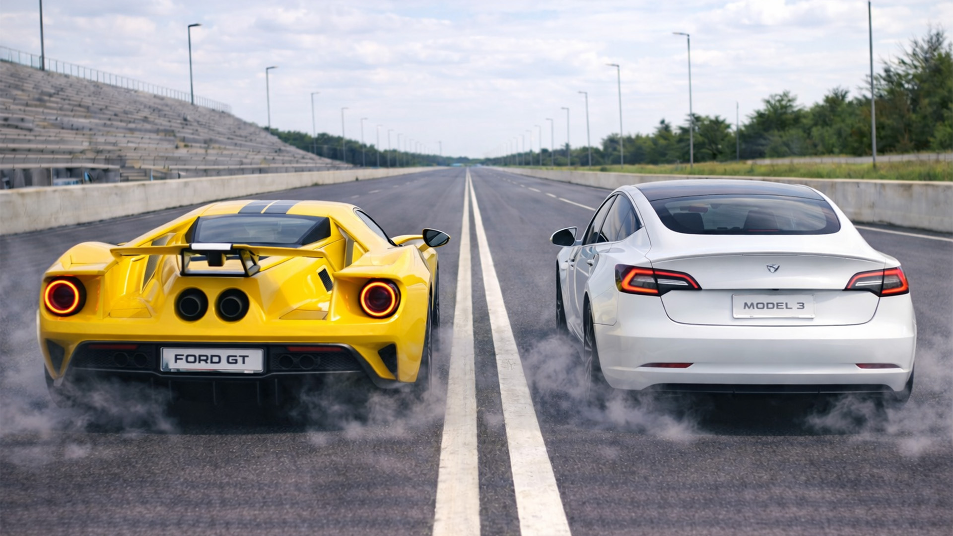 Ford GT vs Tesla Model 3 Performance drag race