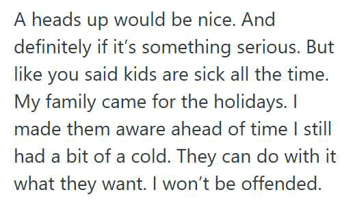 Mother attended a Christmas gathering but her nephew was sick, so now ...