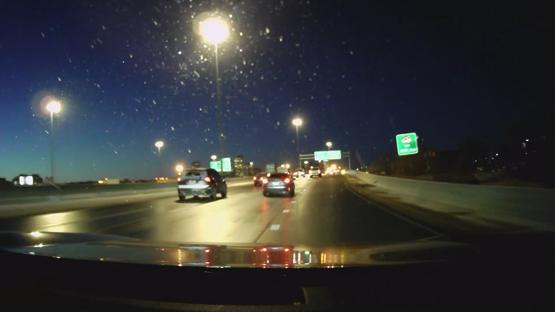 Snowy roads make for slick Monday morning commute