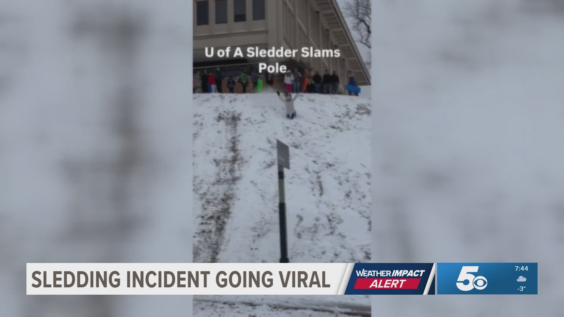University of Arkansas sledding incident goes viral