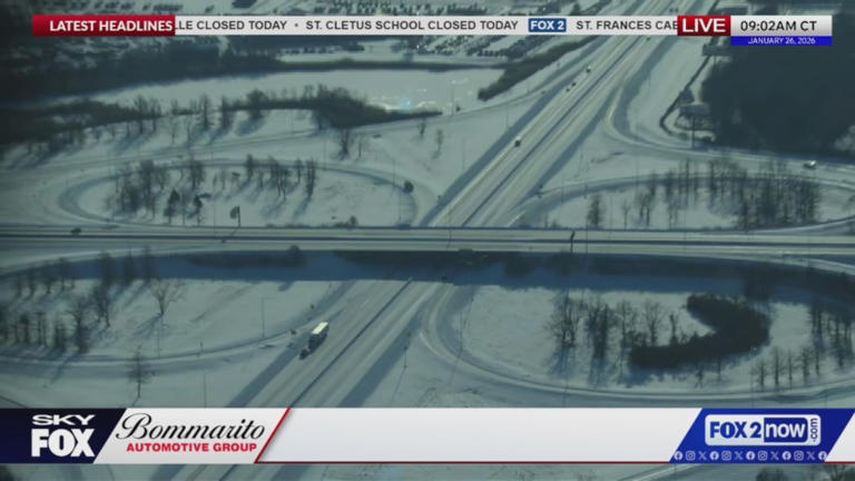 Gallery: SkyFOX’s trip Monday morning over a snowy St. Louis