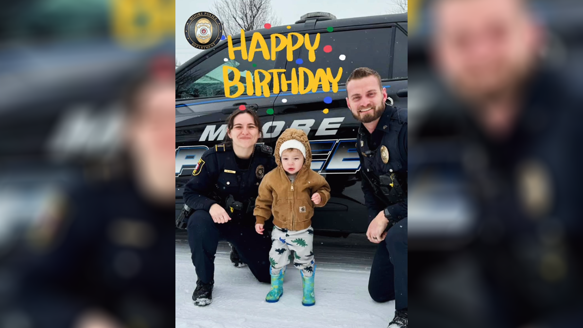 Watch: Police officers surprise child after snow changes birthday plans