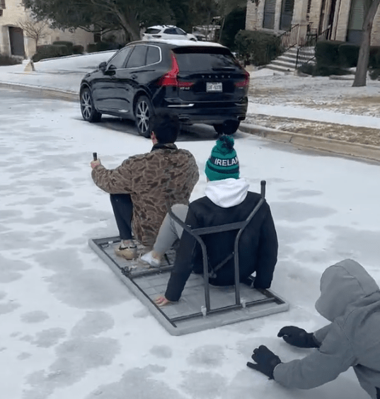 Icy roads, parking lots become skating rinks, sled tracks, ski slopes ...