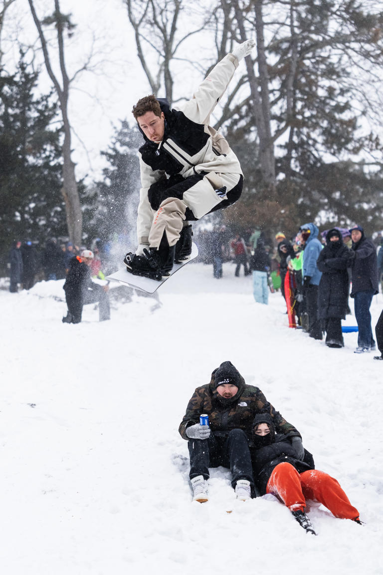 Olympic gold medalist Shaun White snowboarded in Central Park